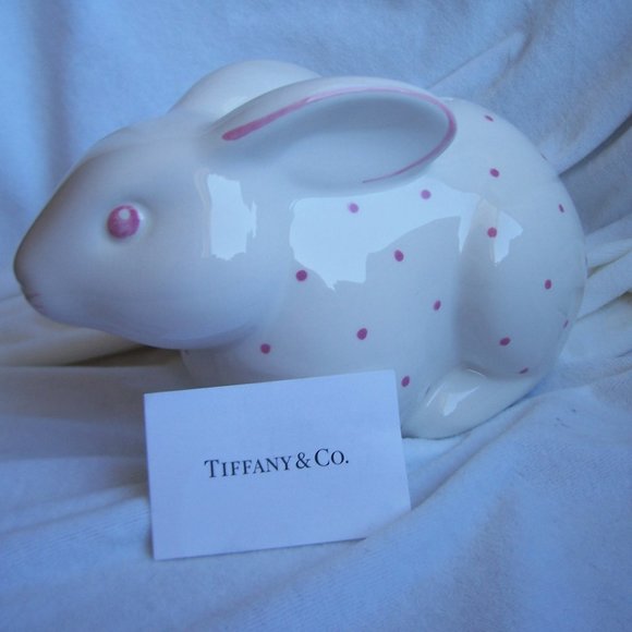 Tiffany & Co. | Other | Tiffany Co Ceramic Pink Polka Dot Bunny Bank ...